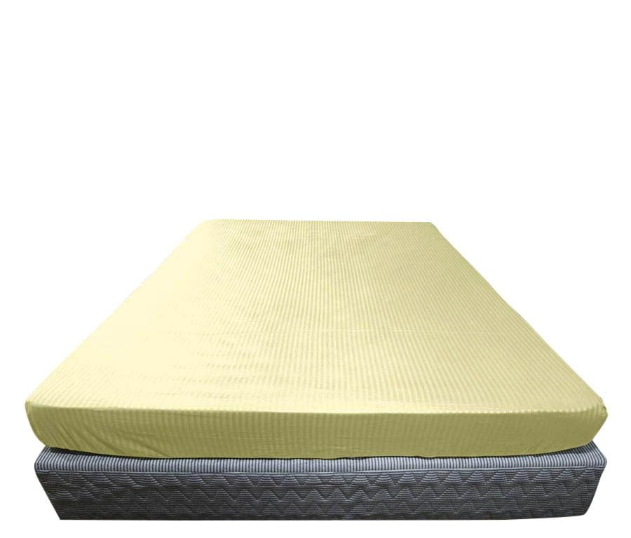 22 Inch Extra Deep Fitted Sheet/Bottom Sheet (Twin XXL, Stripe Ivory ...