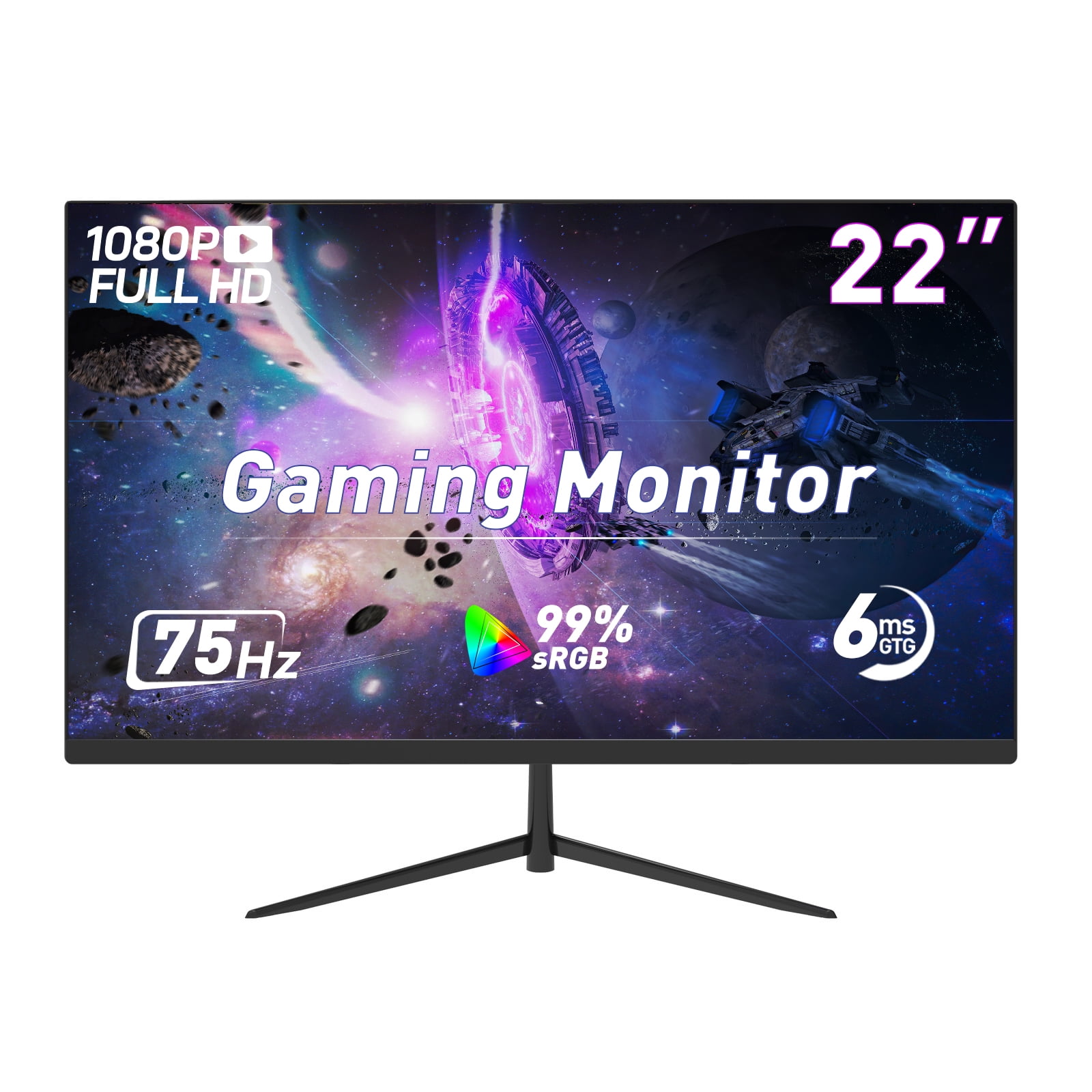 22 Inch Gaming Monitor 75HZ FHD 1080P Computer Display for PC with HDMI ...