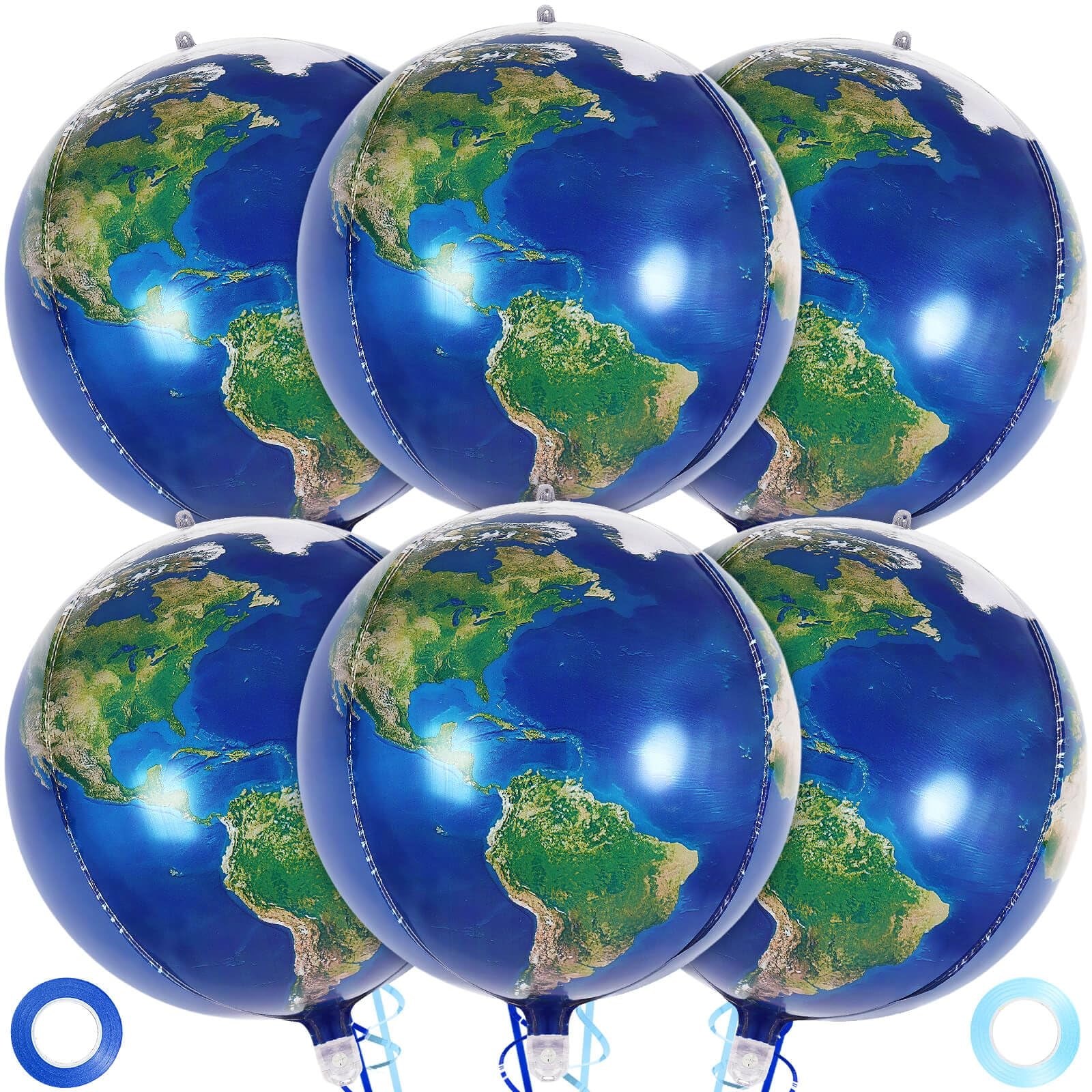 22 Inch Globe Earth KEF16 Balloons, Large World Map Foil Balloons, 6 ...
