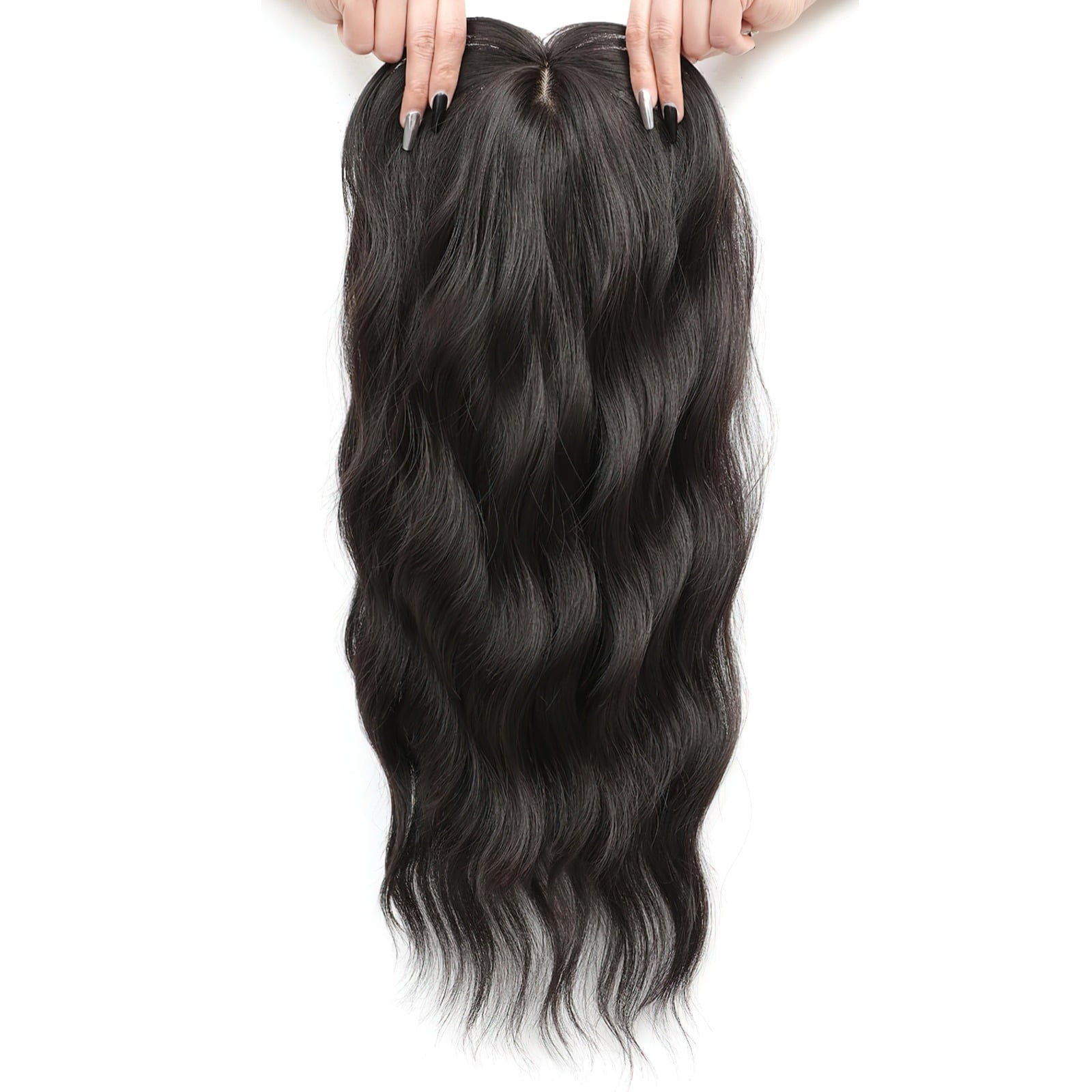 22 Inch Gradient Deep Golden Wavy Hair Topper for Women, Synthetic Heat ...