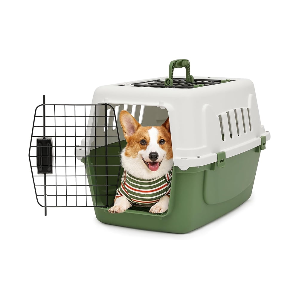 22-Inch Hard-Sided 2-Door Top-Loading Kennel, Pets Plastic Carrier with ...