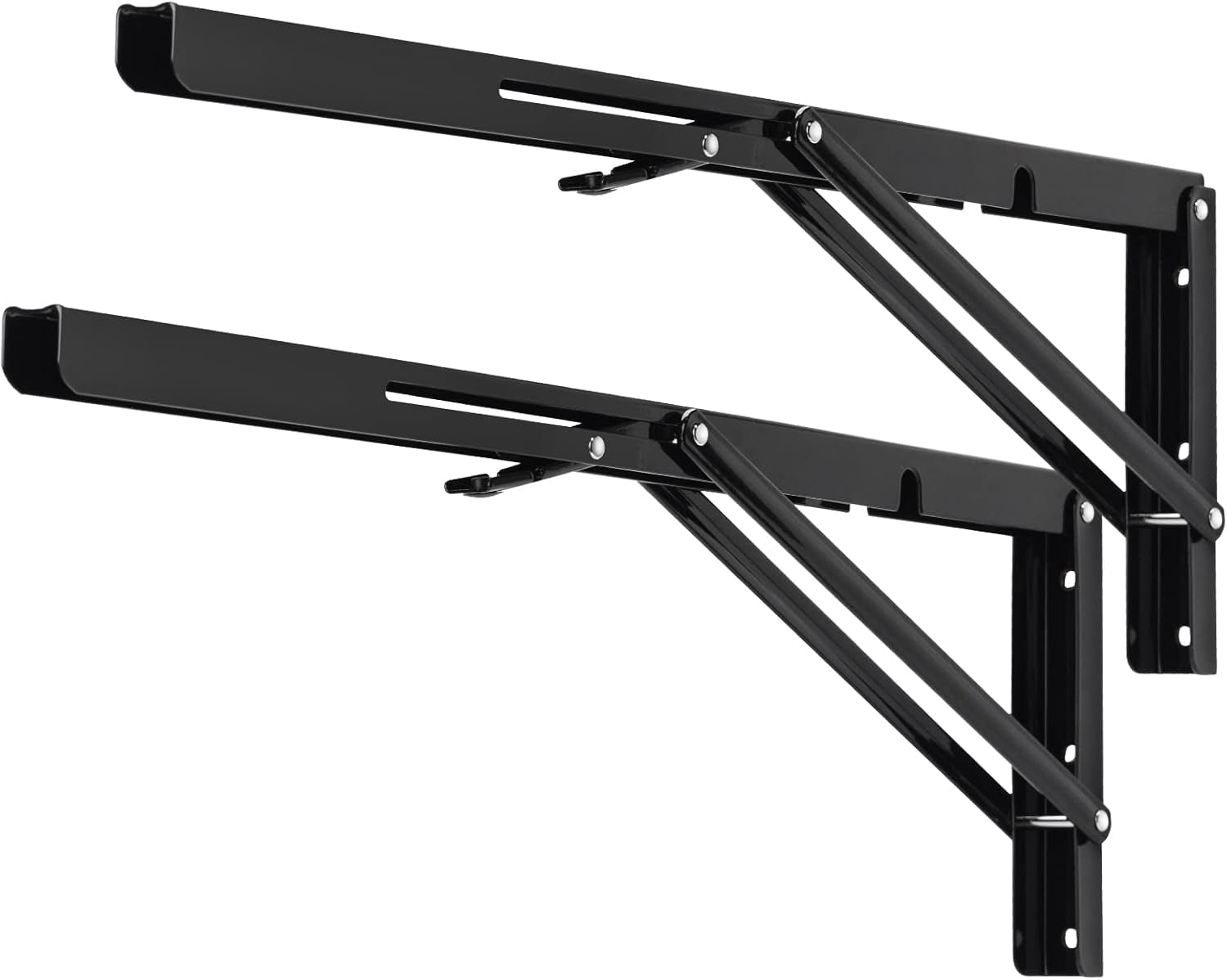 22 Inch Heavy Duty Black Folding Shelf Brackets, L Bracket for ...