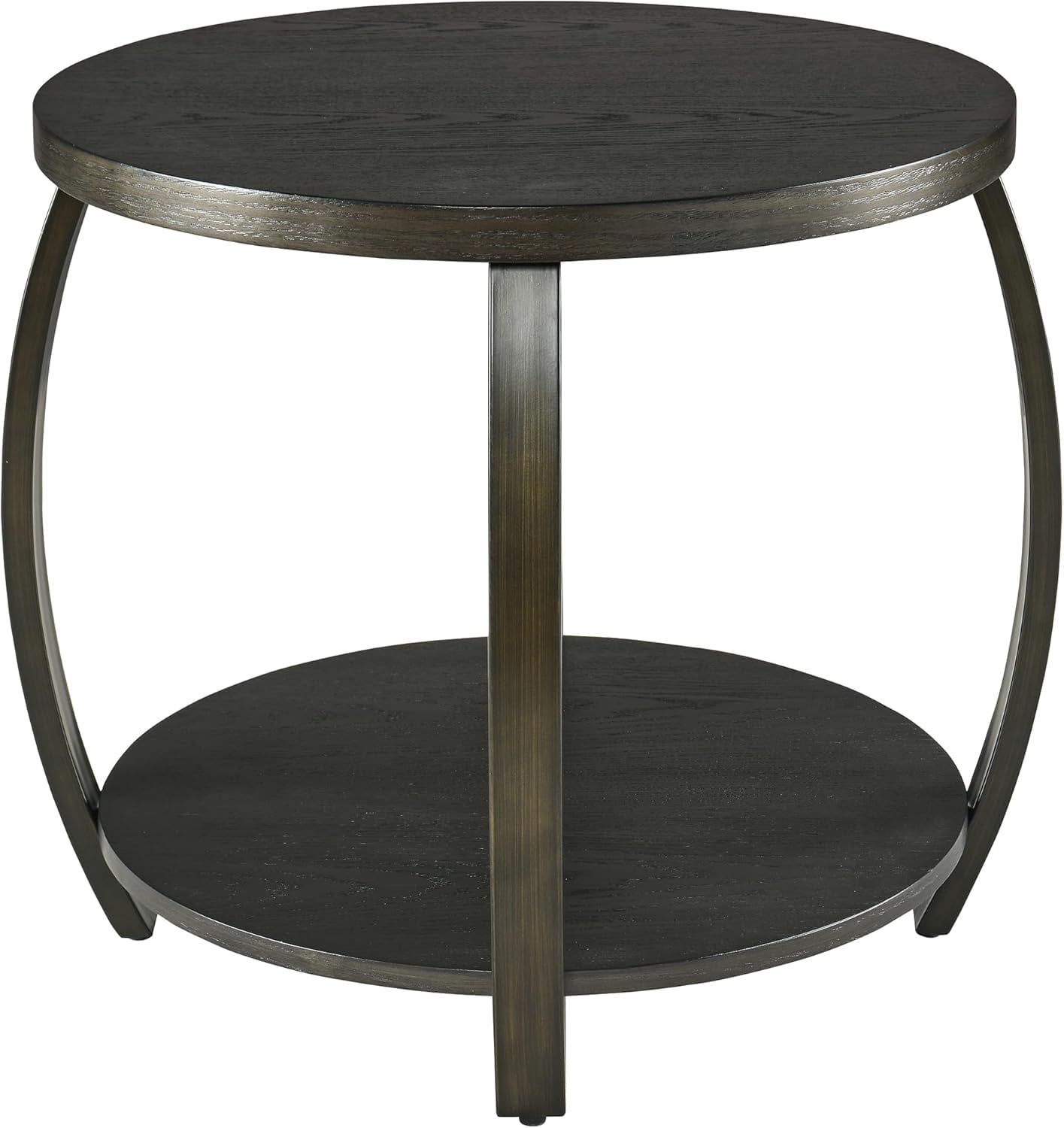 22 Inch High Round End Table with 2-Tier Storage, American Rustic ...