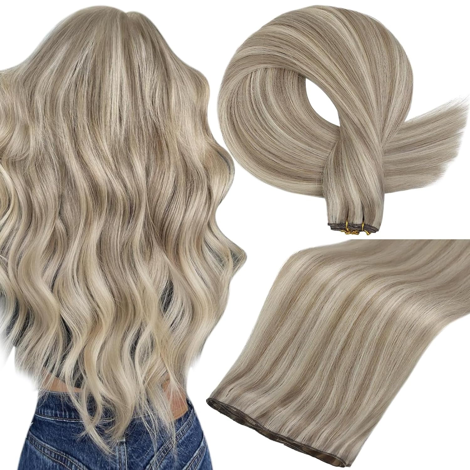 22 Inch Human Hair Weft Sew In Hair Extensions Real Human Hair Hand ...
