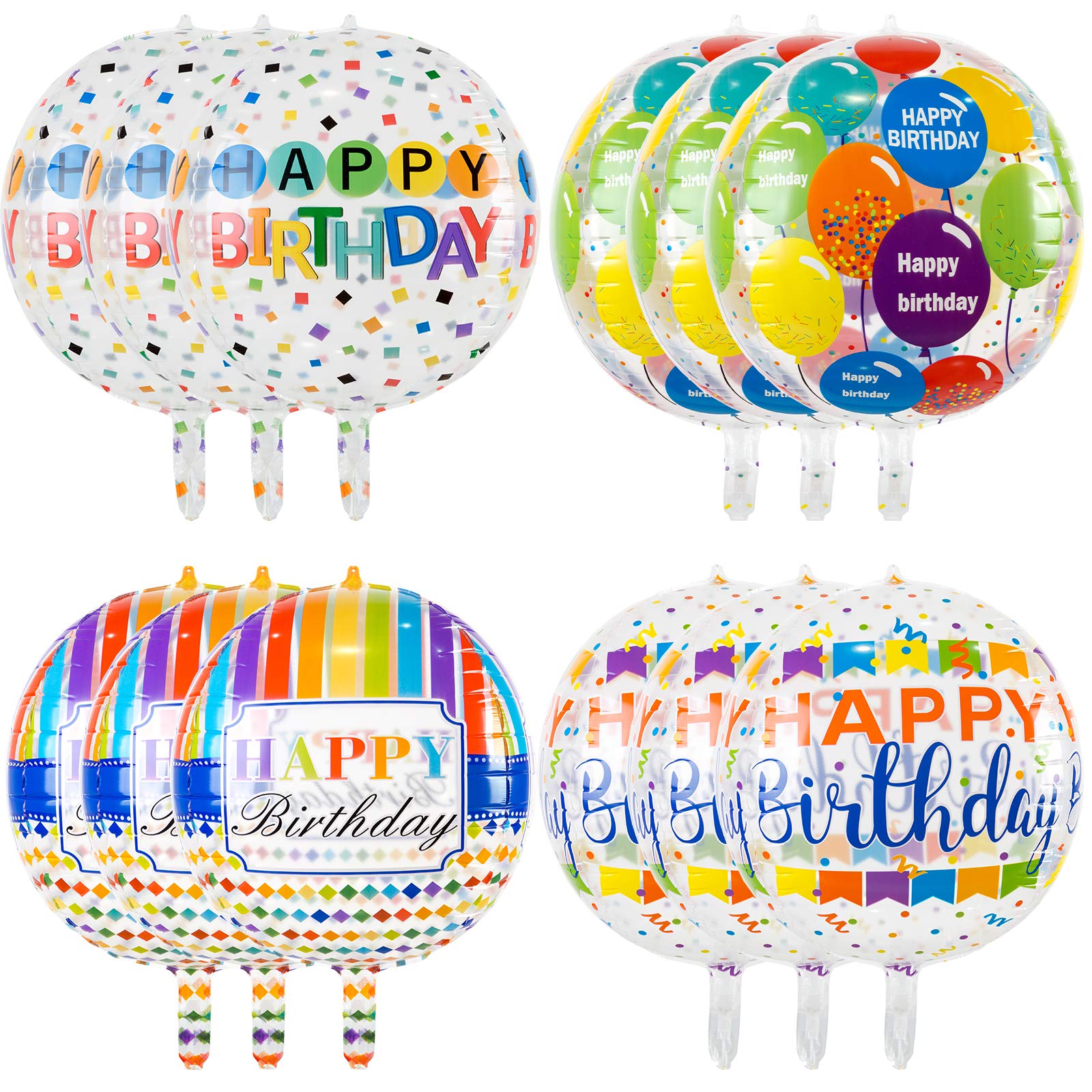 22 Inch Large Mylar Happy Birthday Balloons Round 4D Birthday Balloon ...