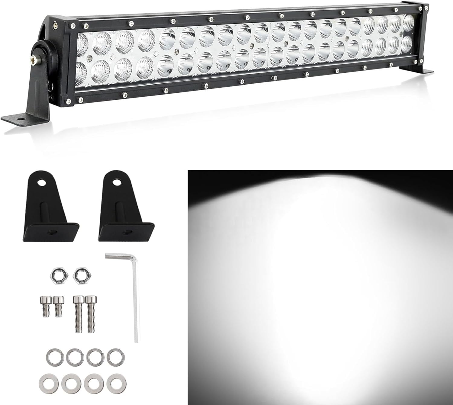 22 Inch Light Bar 120W 12000Lm High Intensity Spot Flood Combo Off Road ...