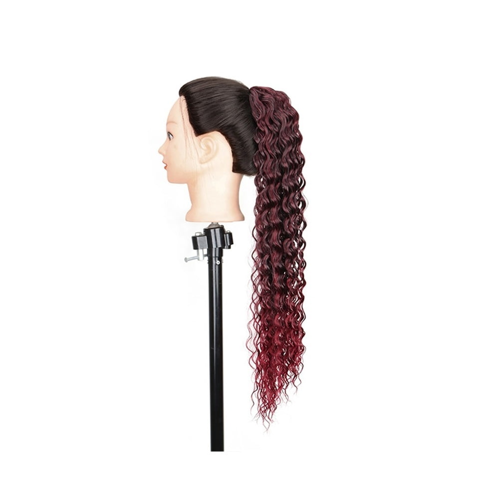 22 Inch Long Curly Ponytail Extensions Synthetic Deep Wave Drawstring ...