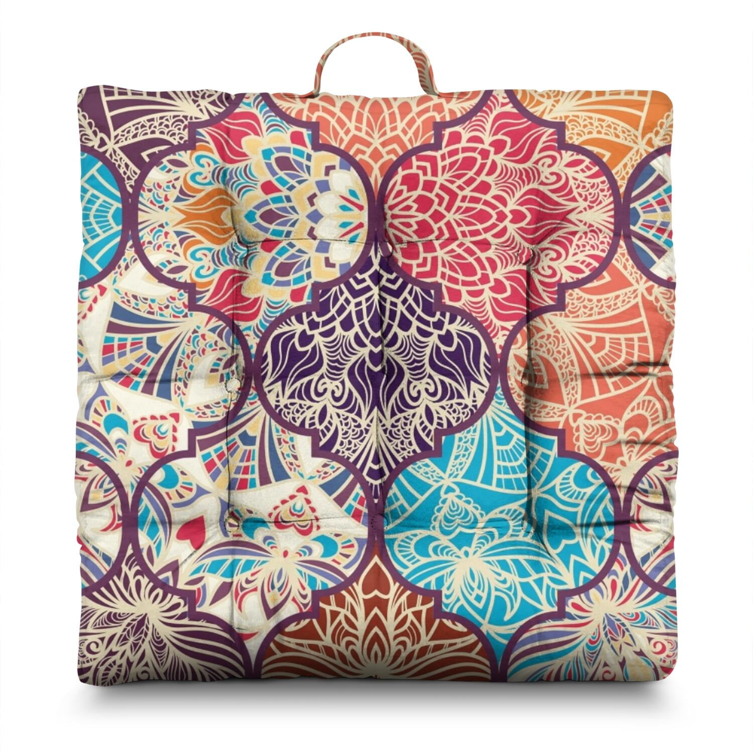 22 Inch Meditation Floor Cushion in Boho Style, Dutch Velvet Square ...