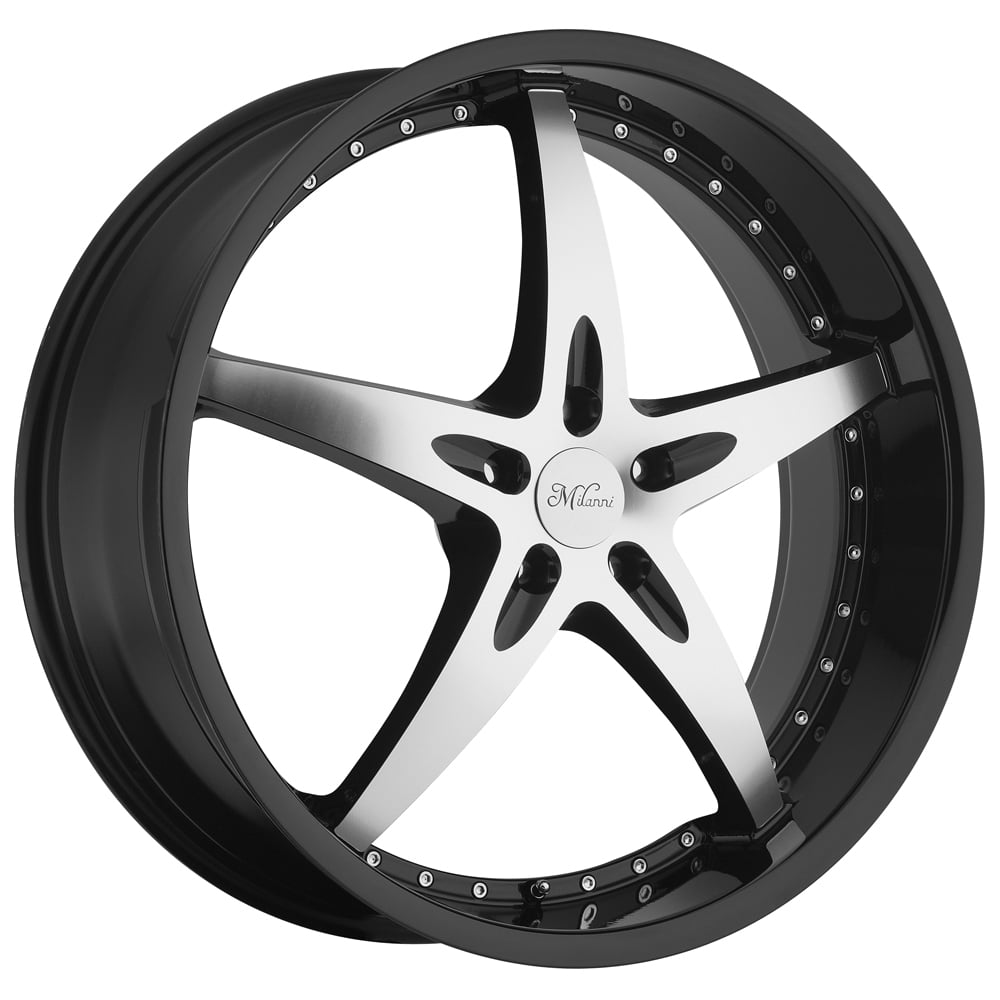 22" Inch Milanni 453 ZS-1 22x8.5 5x112 +32mm Black/Machined Wheel Rim ...