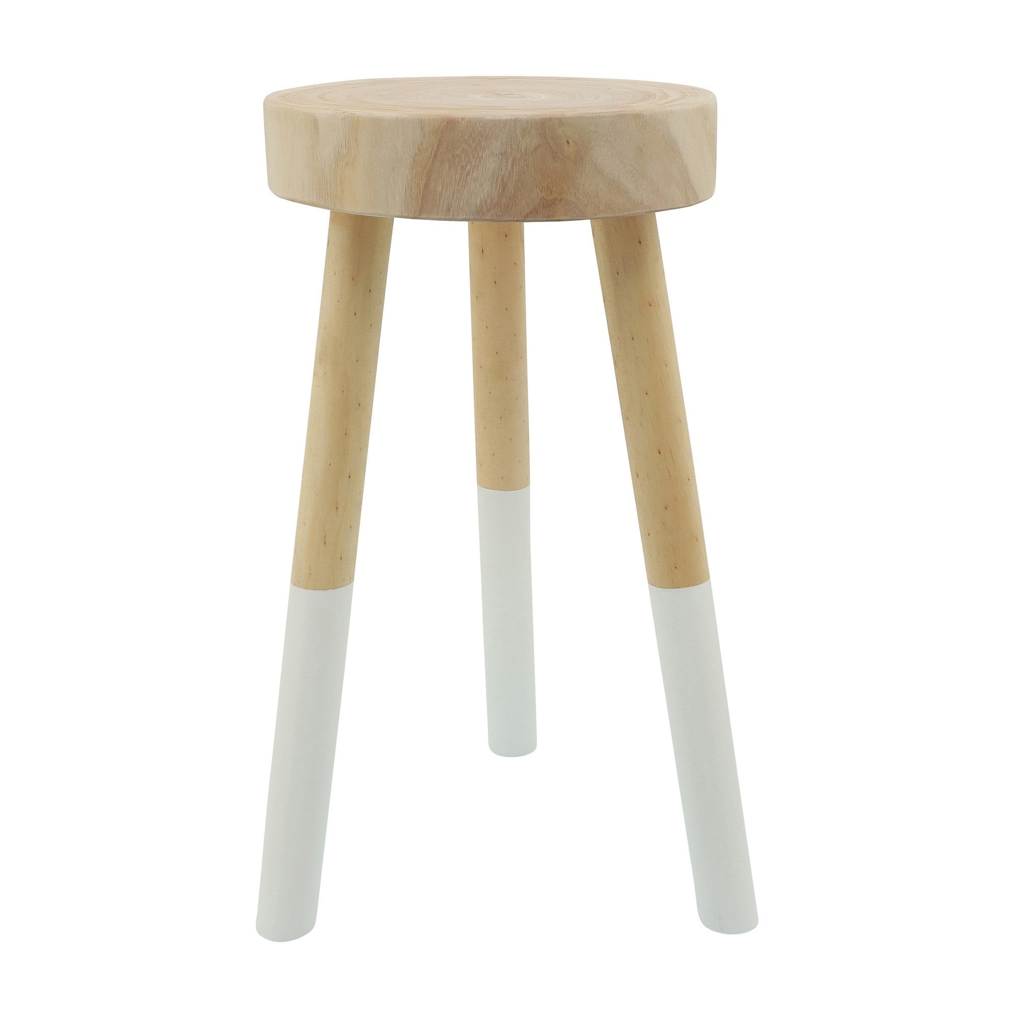 22 Inch Modern Round Paulownia Wood Stool, Angled Legs, Natural Brown ...