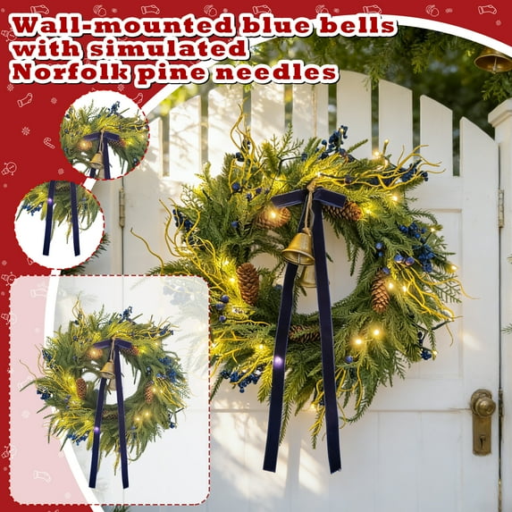 22 Inch Norfolk Pine Spring Wreath for Front Door, Artificial Plants ...