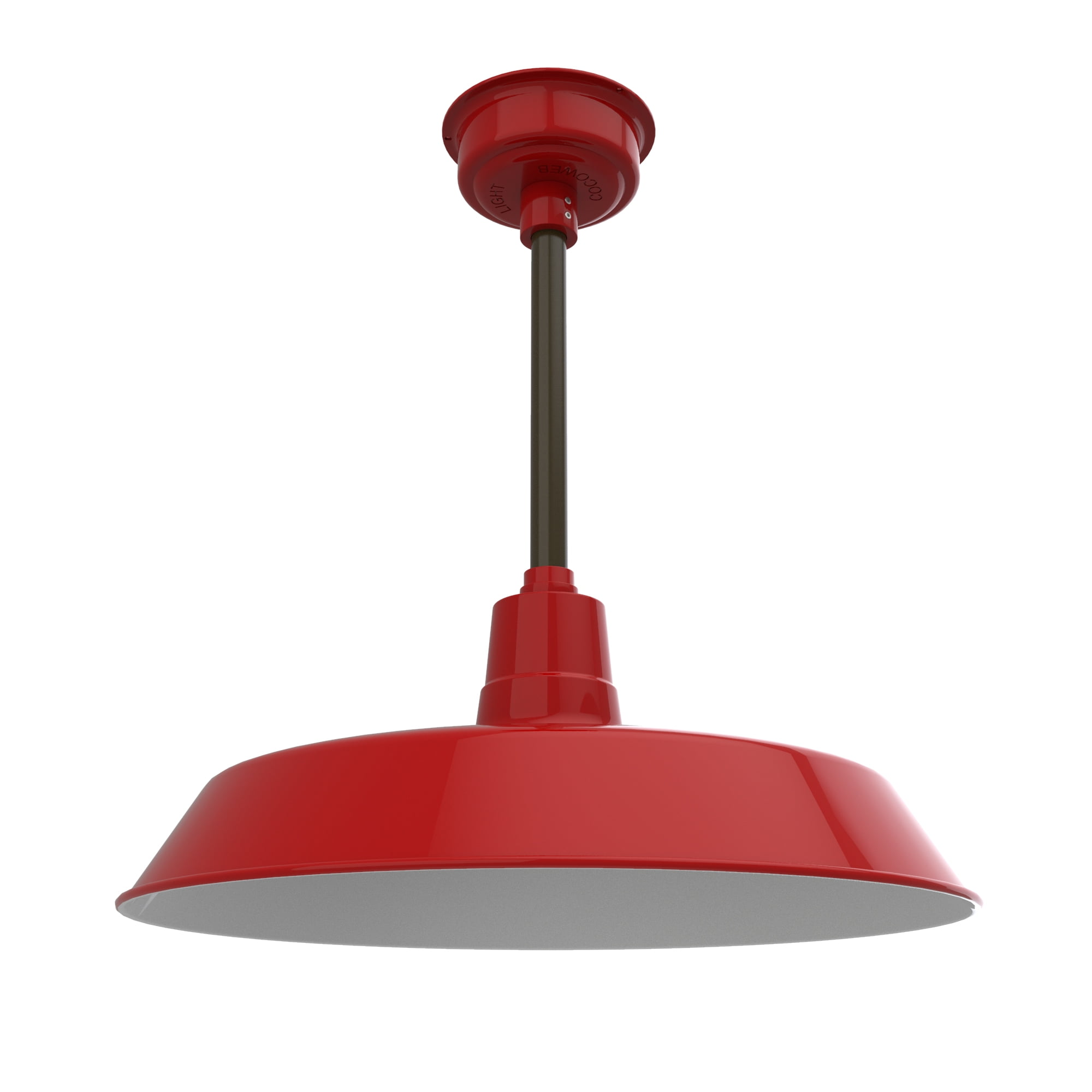 22" Inch Red Vintage Barn Light with a Mahogany Bronze Downrod and ...