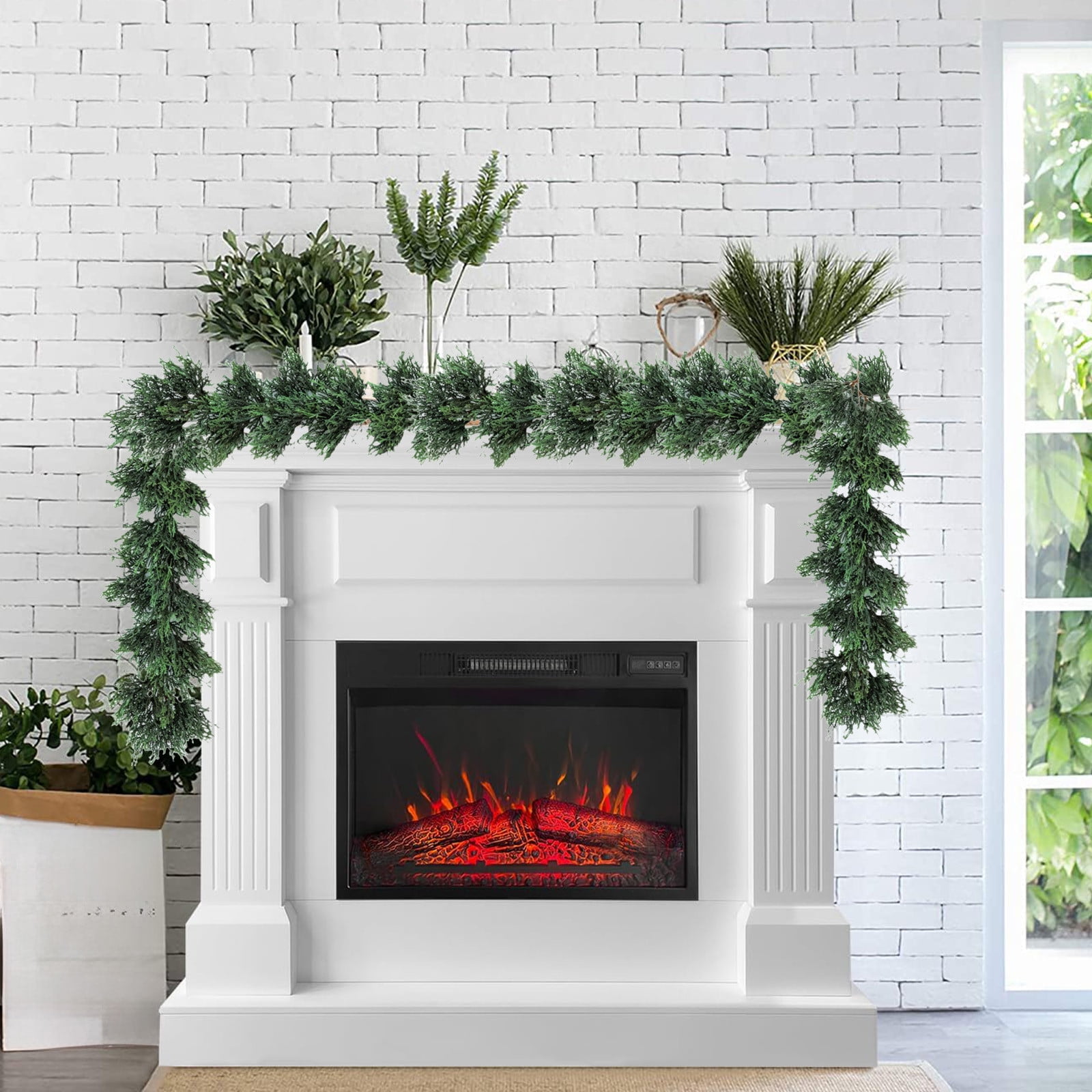 22 Inch Short Christmas Rattan Green Pinaster Needle Rattan Garland ...
