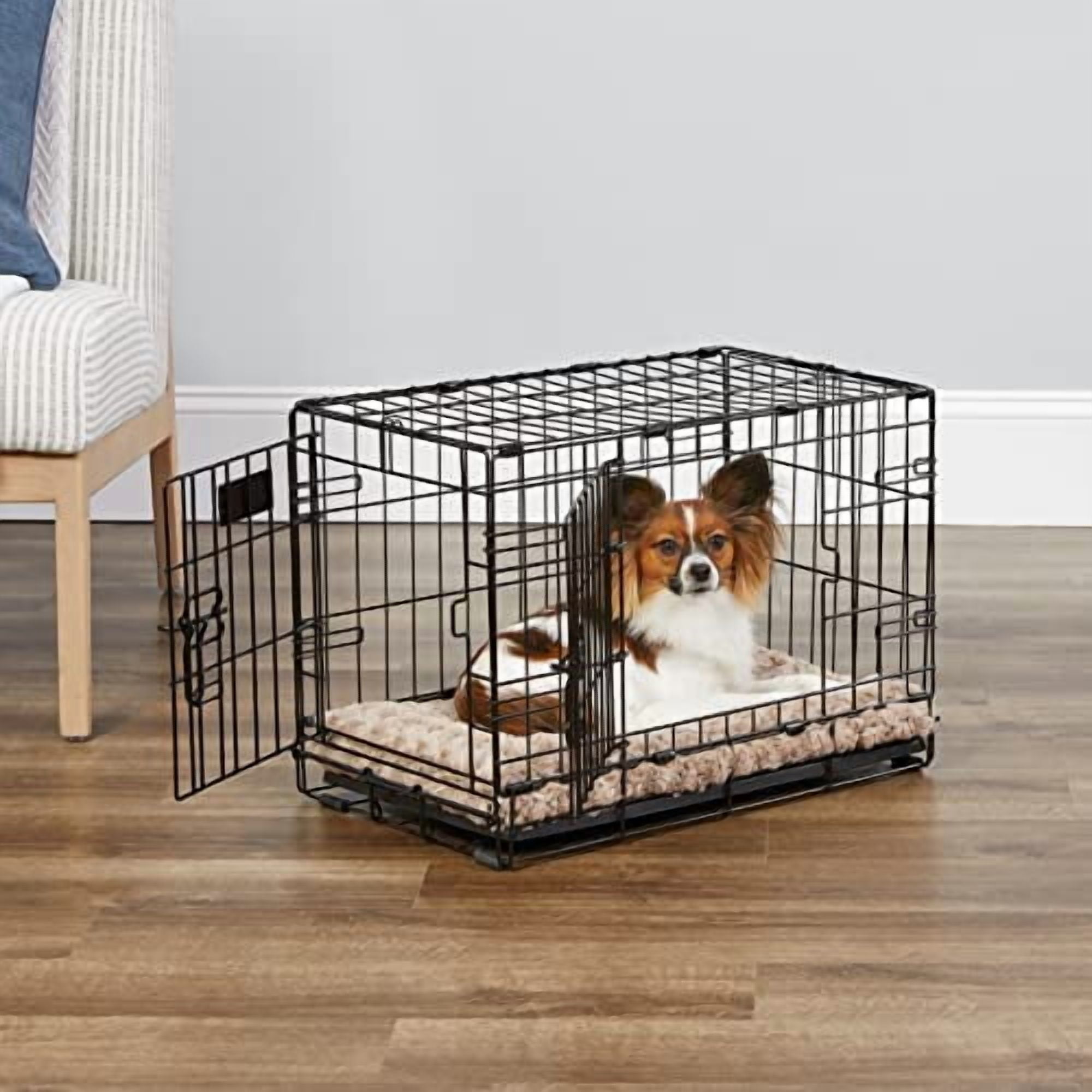 22-Inch Two-Door iCrate Folding Dog Crate with Divider Panel, Leak ...