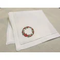 22 Inch White Ivory Evergreen Christmas Hemstitch Linen Cloth Napkin ...