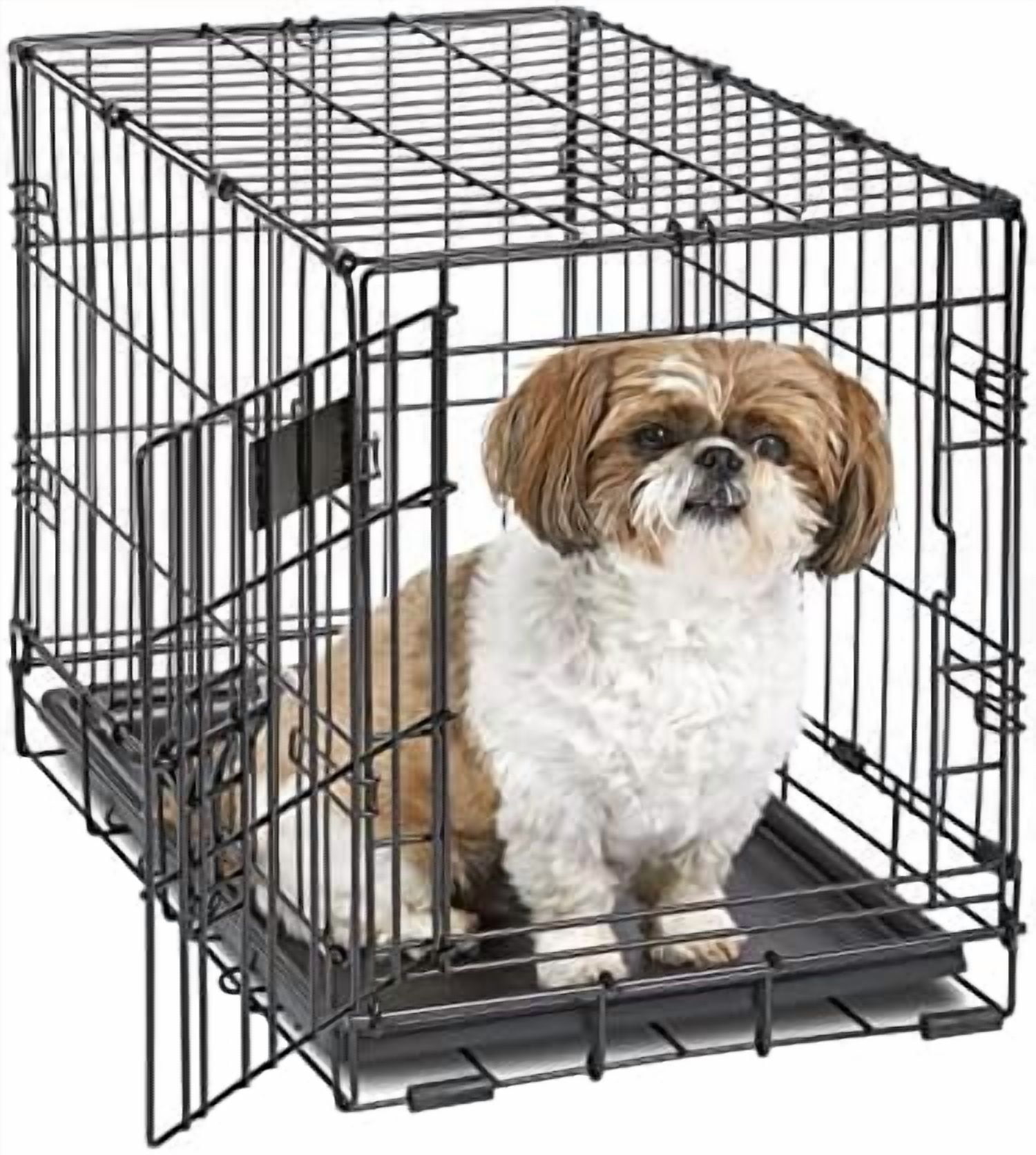 22-Inch iCrate Folding Dog Crate with Divider Panel, Leak-Proof Tray ...