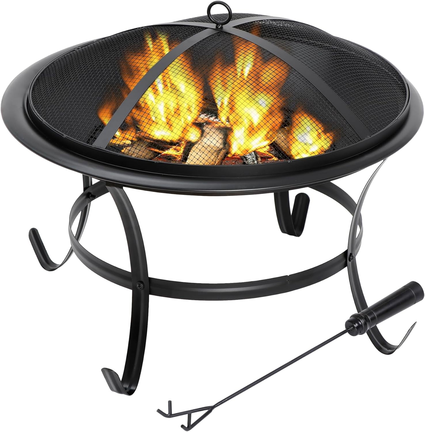 22 Inches Portable Fire Pit Outdoor Wood Burning Steel Lightweight BBQ ...