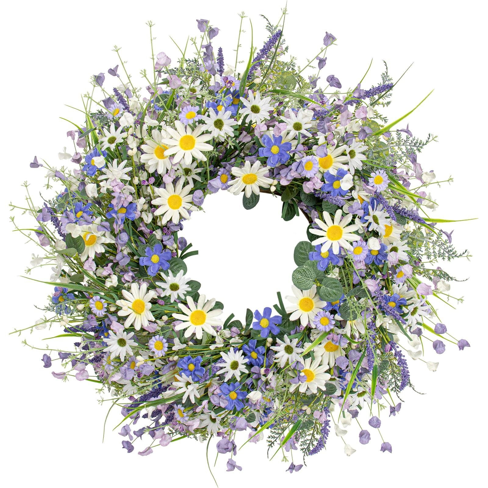 22 Inches Spring Wreaths for Front Door Blue Spring Door Wreath Summer ...