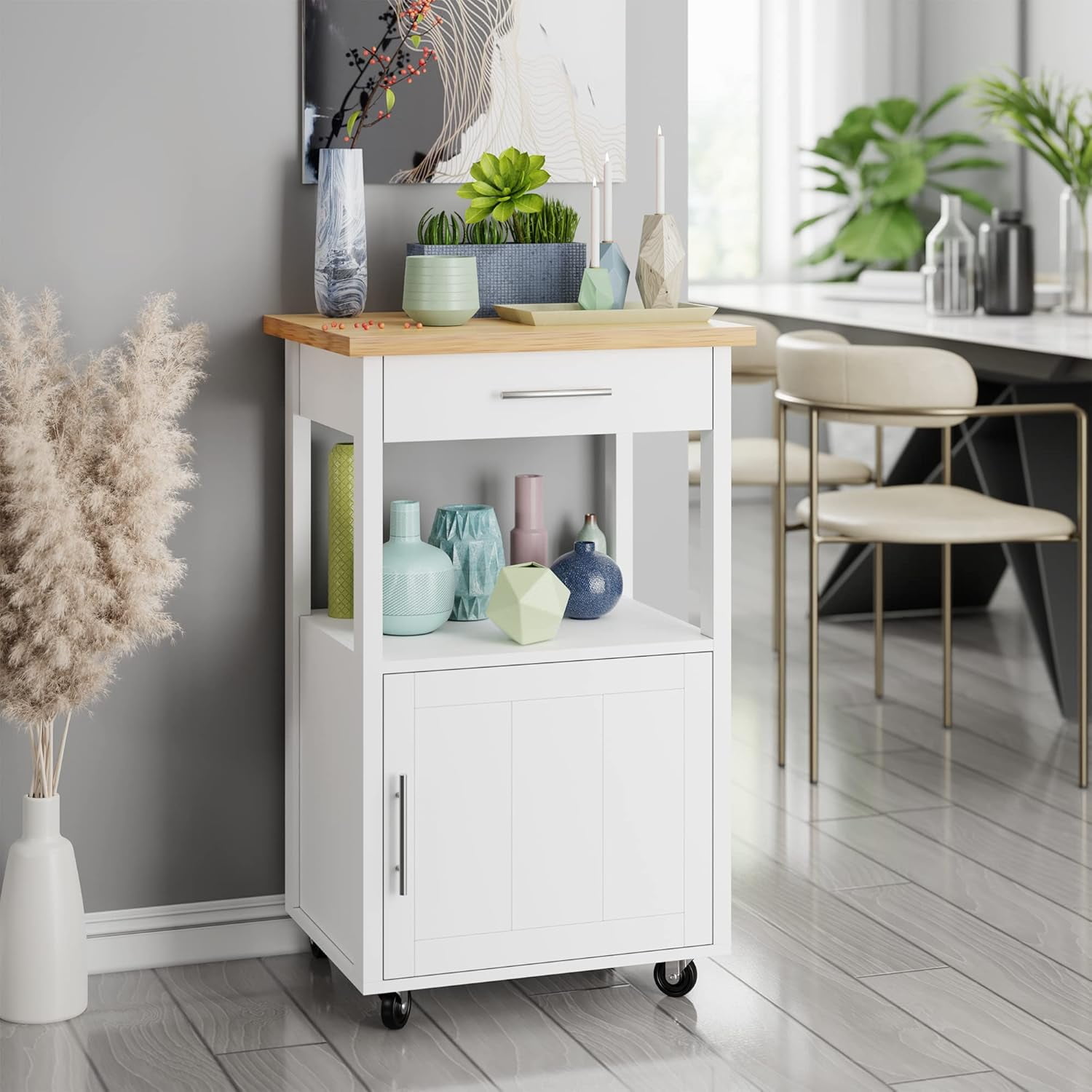 22" Kitchen Island on Wheels with Storage Cabinet Kitchen Cart Cabinet ...