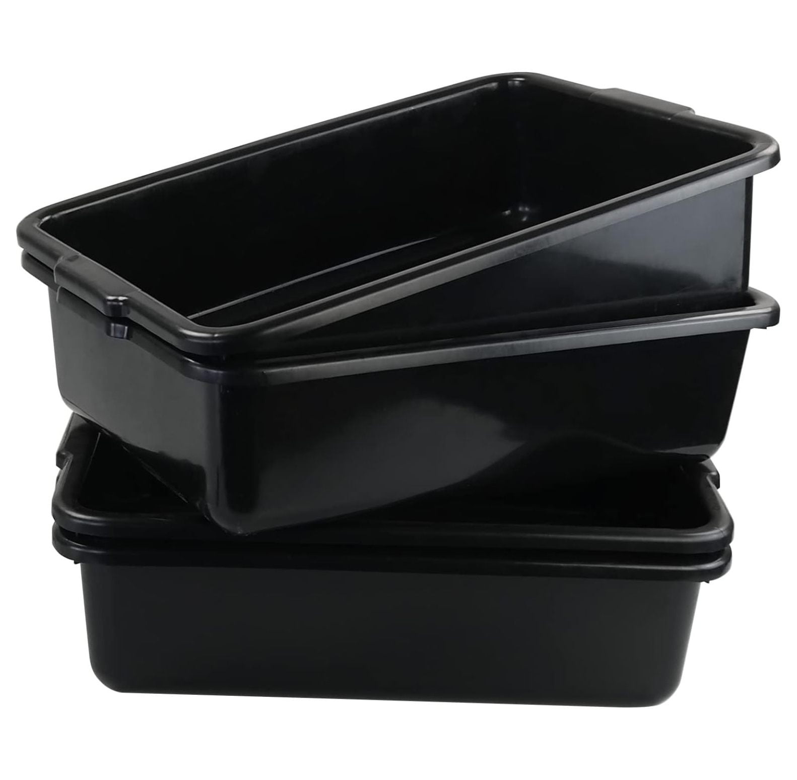 22 L Black Bus Pans Large, Plastic Bus Tub Box, 4 Pack - Walmart.com