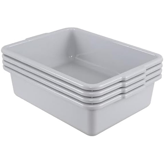 22 L Commercial Bus Tubs, 4 Pack Large Plastic Bus Tray, Grey ...