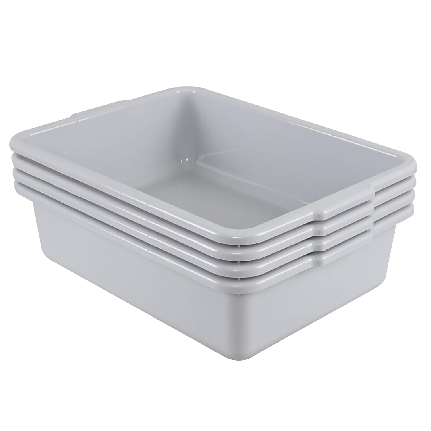 22 L Commercial Bus Tubs, 4 Pack Large Plastic Bus Tray, Grey ...
