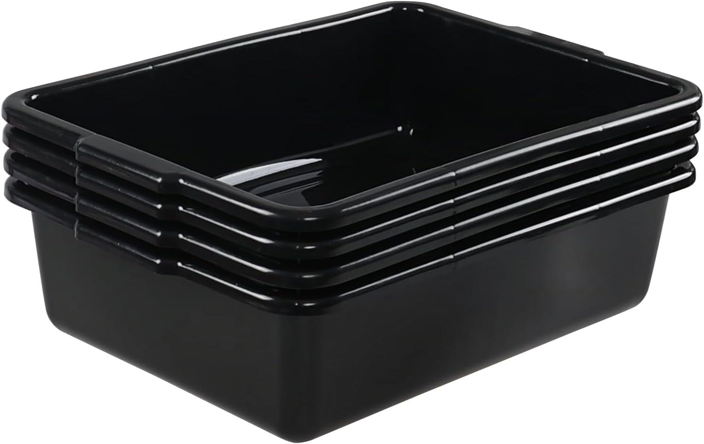 22 L Plastic Bus Tote Box, 4 Pack Large Food Service Bus Tub, Black ...