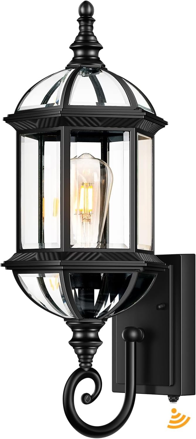 22" Large Porch Lights Outdoor, Black Dusk To Dawn Outdoor Lighting ...