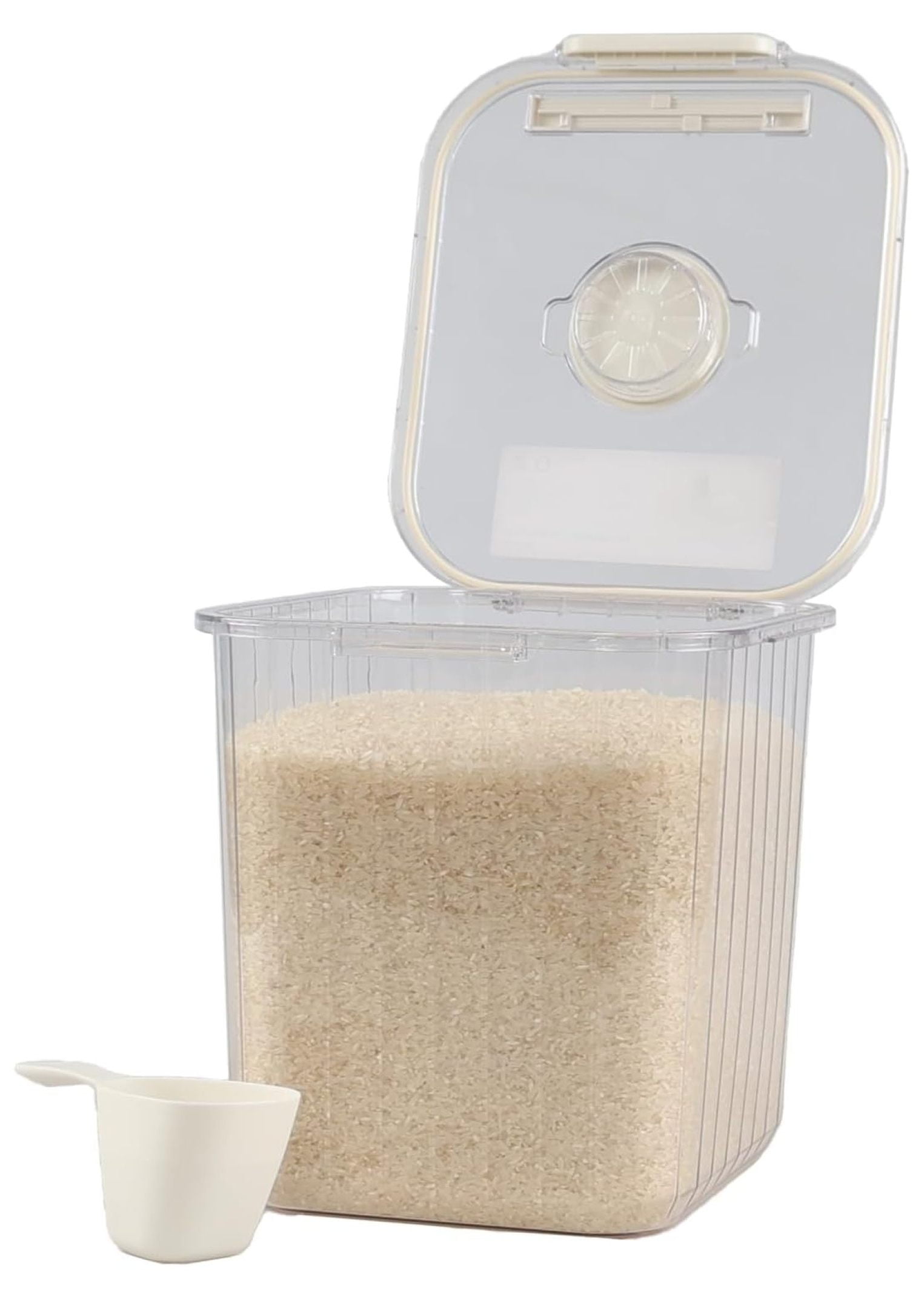 22 Lbs Clear Airtight Rice Container, 1 Pack Grain Containers with Lids ...