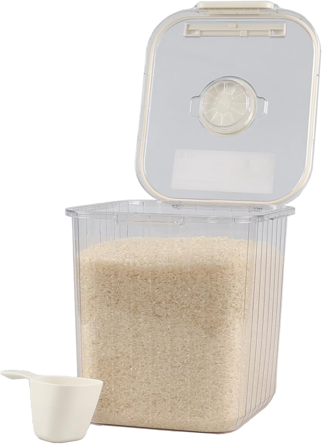 22 Lbs Clear Airtight Rice Container, 1 Pack Grain Containers with Lids ...