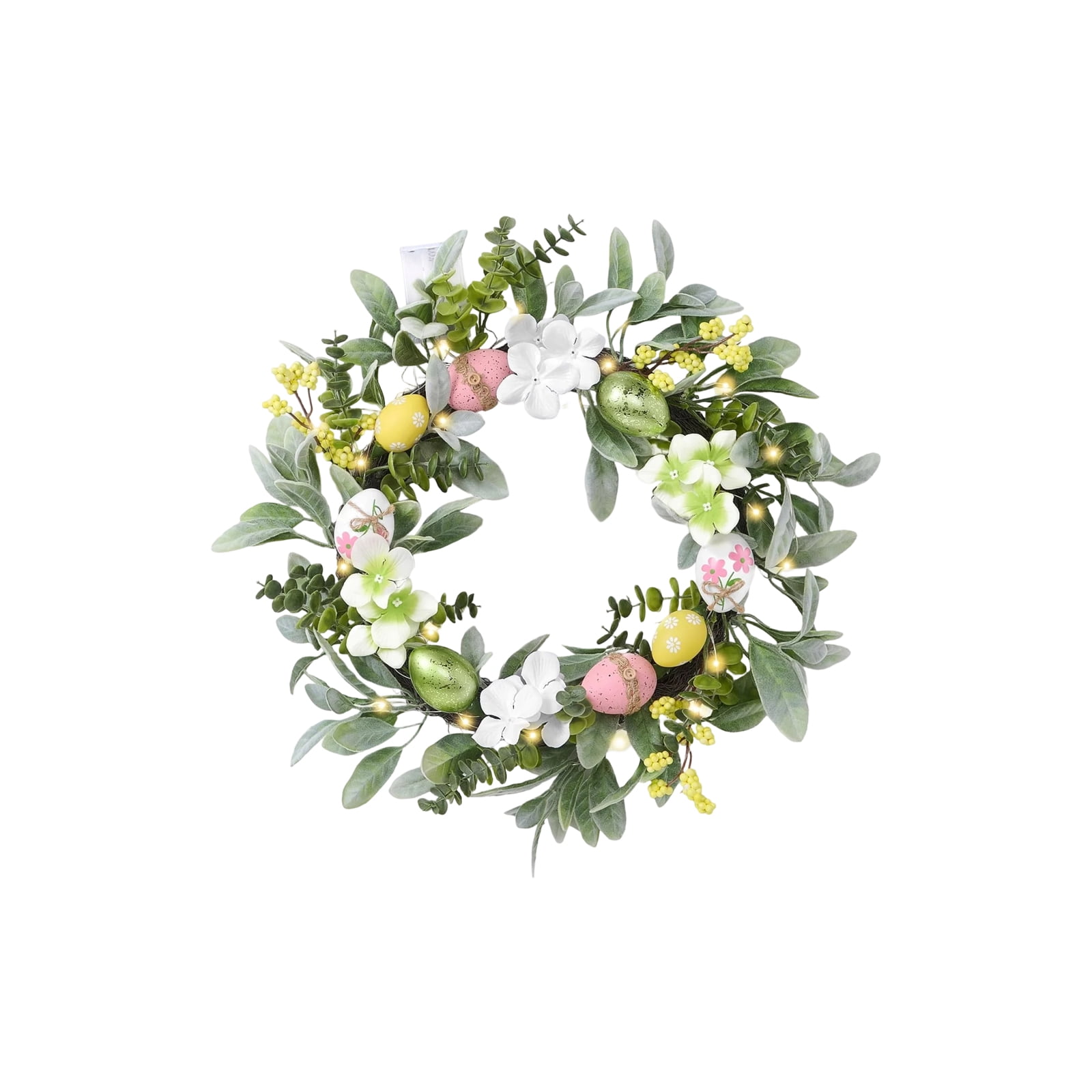 22" Lighted Easter Wreaths for Front Door, Glowing Spring Door Wreath ...