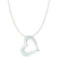 22" Long 1.4mm Cable Chain- Lab Created White Opal Heart Pendant ...