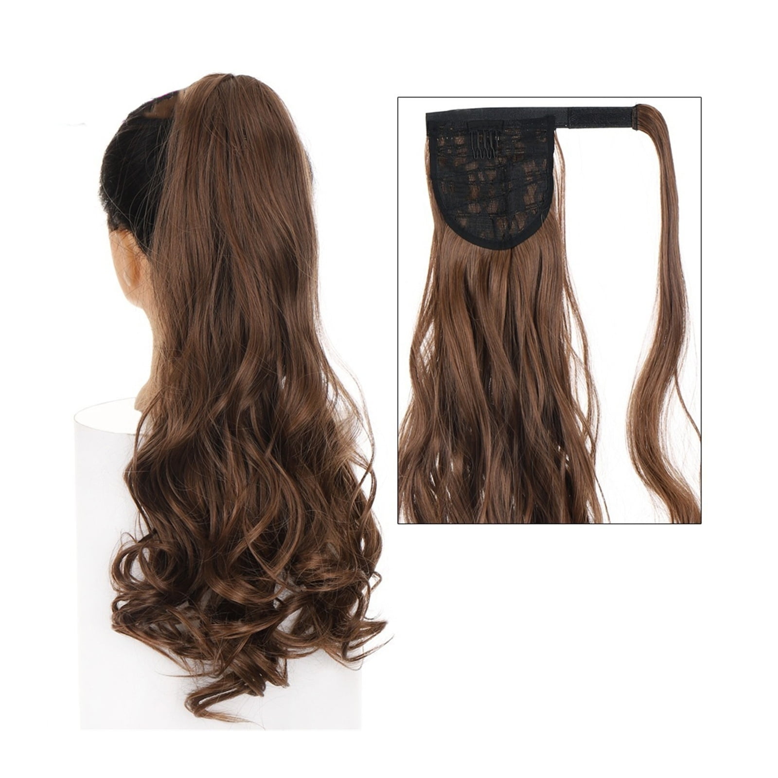 22" Long Wave Ponytail Extension Magic Paste Heat Resistant Natural ...