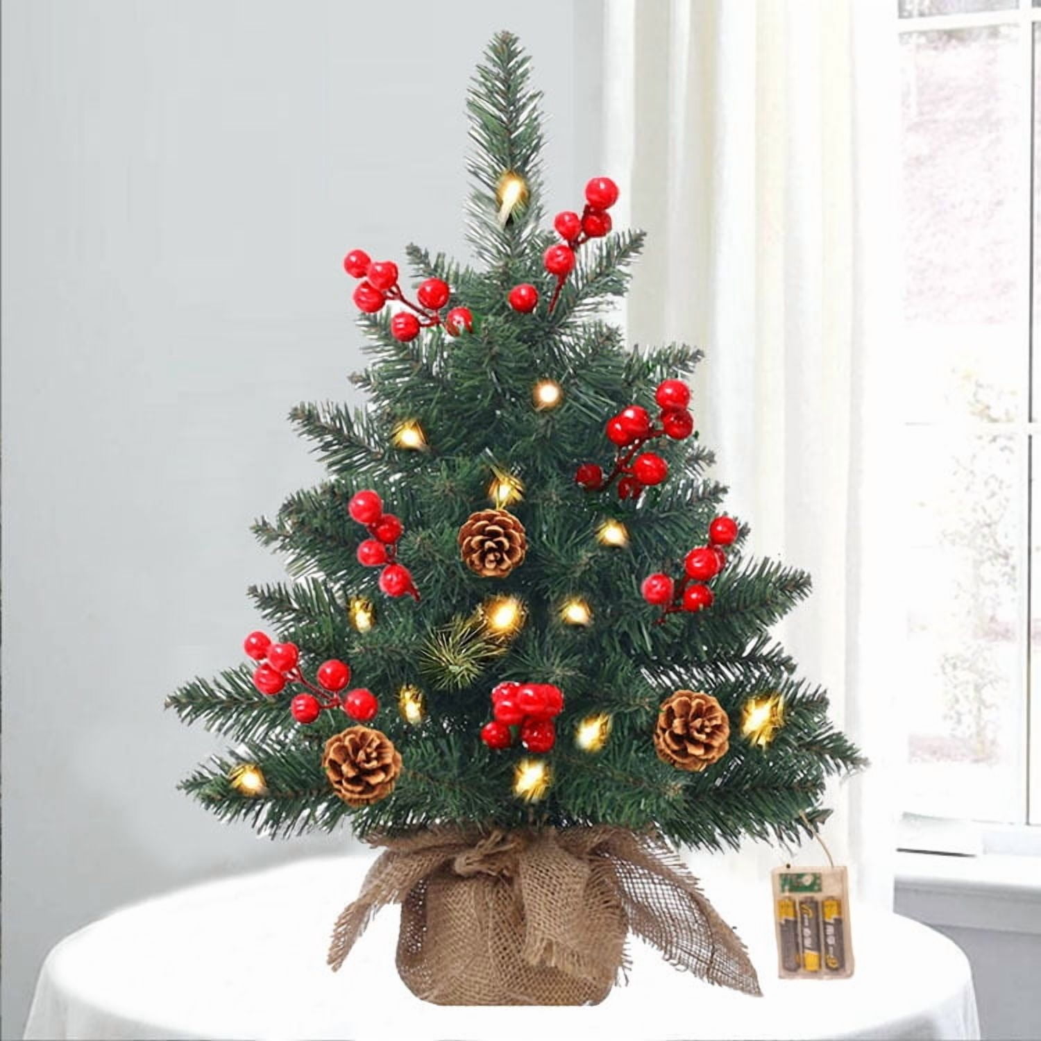 22" Mini Christmas Tree Decorations, Artificial Christmas Tree Desk ...