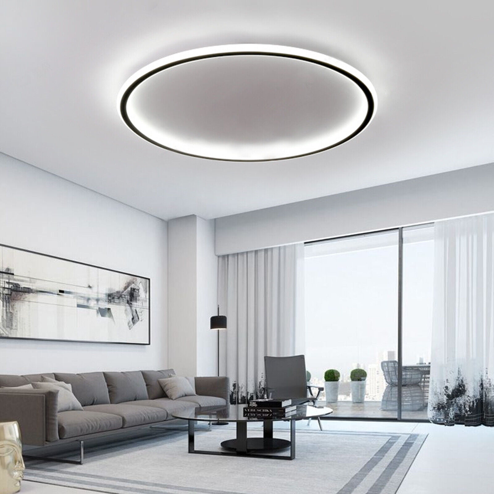 22'' Modern Dimmable Flush Mount Ceiling Light Fixture Panel Light LED ...
