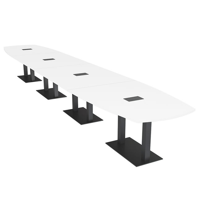 22' Modular Arc Boat Boardroom Table Double Black Bases Power And Data ...
