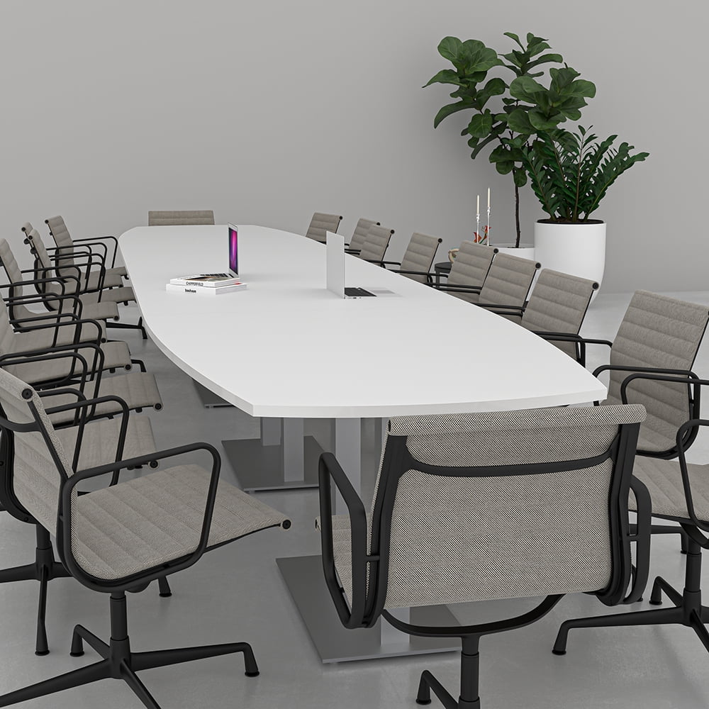 22' Modular Arc Boat Boardroom Table Square Metal Bases Power And Data ...