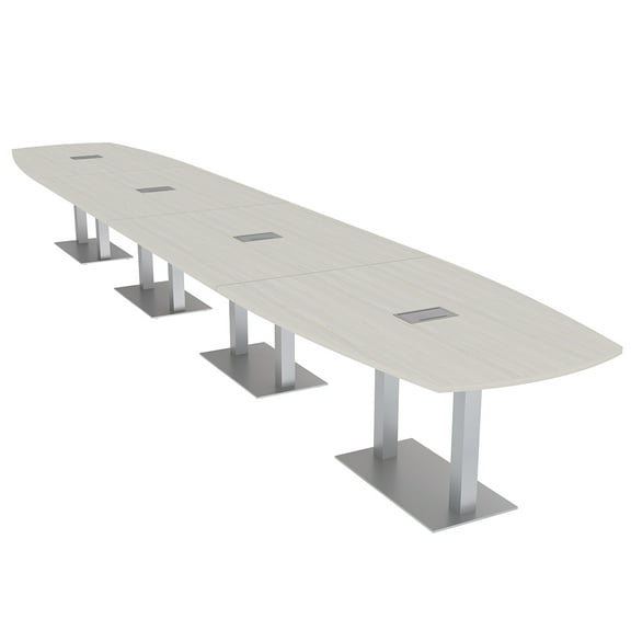 18 Person Modular Oval Conference Table Square Metal Bases Power Units ...