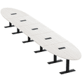 22' Modular Oval Boardroom Table With Metal T Bases And Electric Units ...