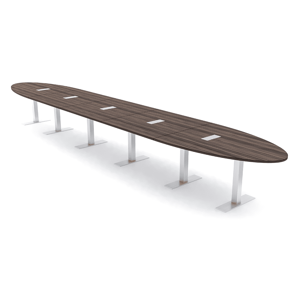 22' Modular Oval Boardroom Table With Metal T Bases And Electric Units ...
