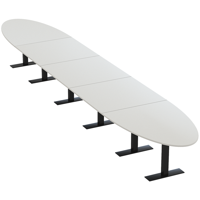 22' Modular Oval Boardroom Table With Metal T Bases And Electric Units ...
