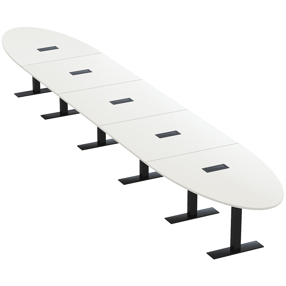 22' Modular Oval Boardroom Table With Metal T Bases And Electric Units ...