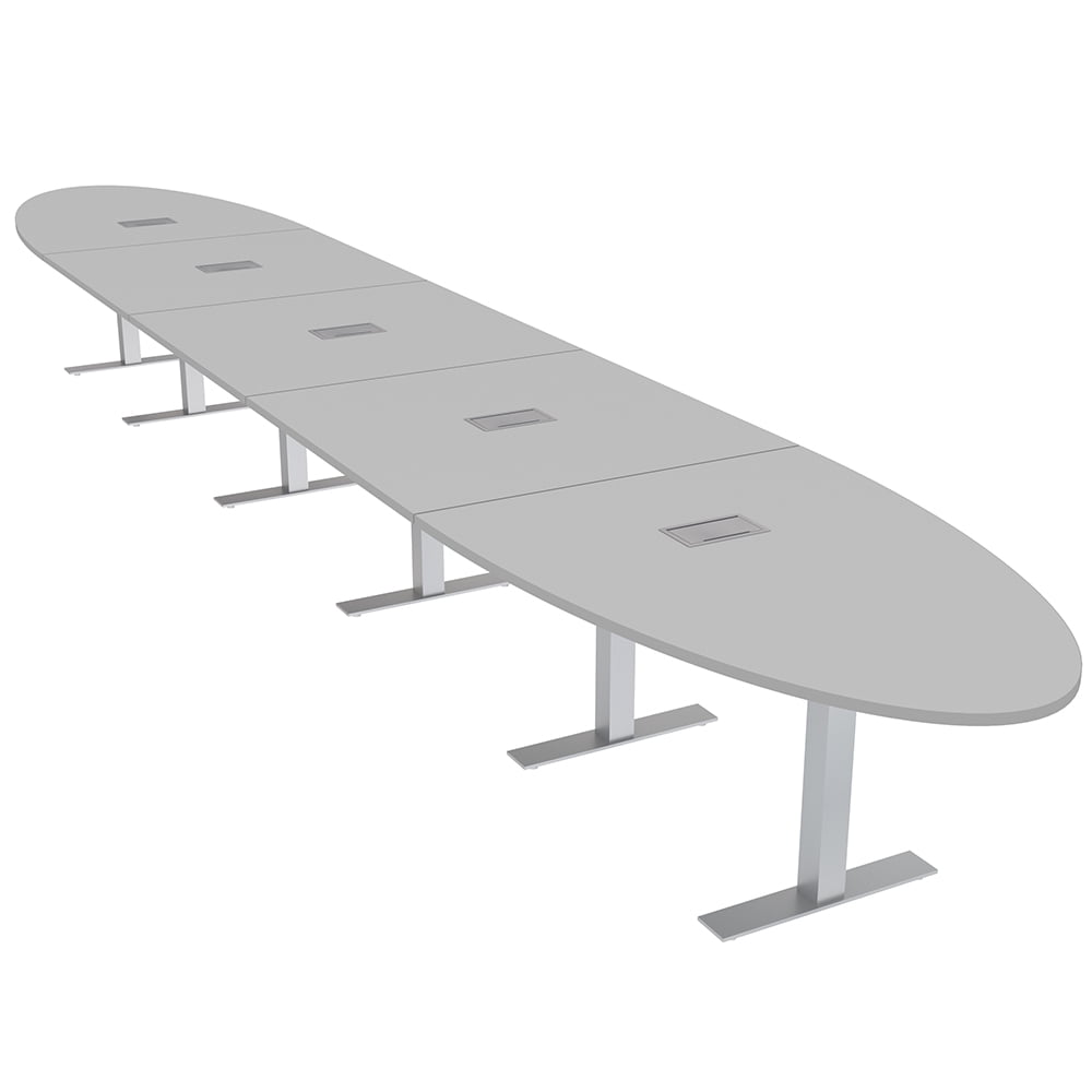 22' Modular Oval Boardroom Table With Metal T Bases And Electric Units ...