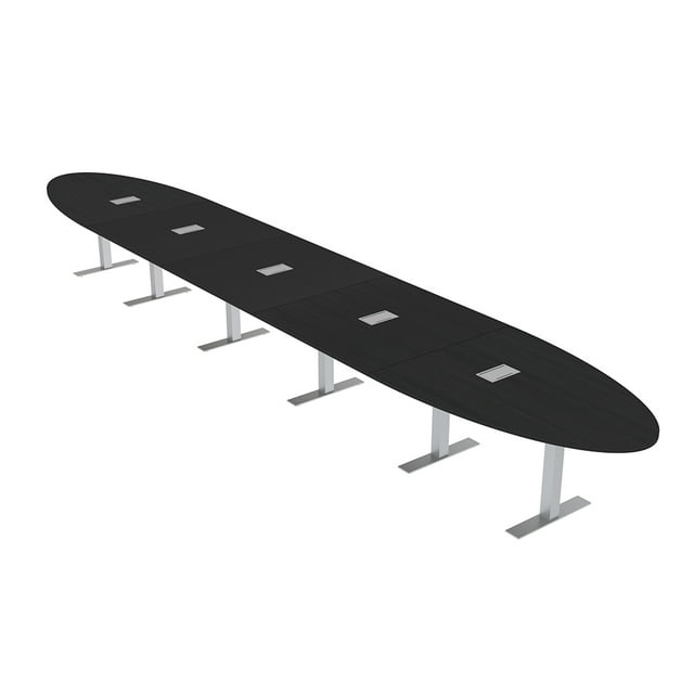 22' Modular Oval Boardroom Table With Metal T Bases And Electric Units ...