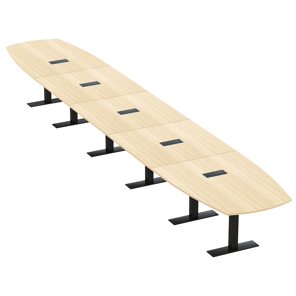 22' Modular Powered Arc Boat Conference Table With Metal T-Bases 22X4 ...