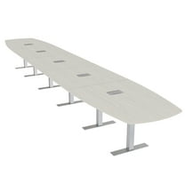 20 Person Arc Rectangle Powered Modular Conference Table Double Black ...