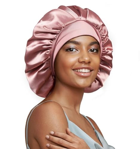 22 Momme 100% Real Mulberry Silk Bonnet for Sleeping Women, Large Hair ...