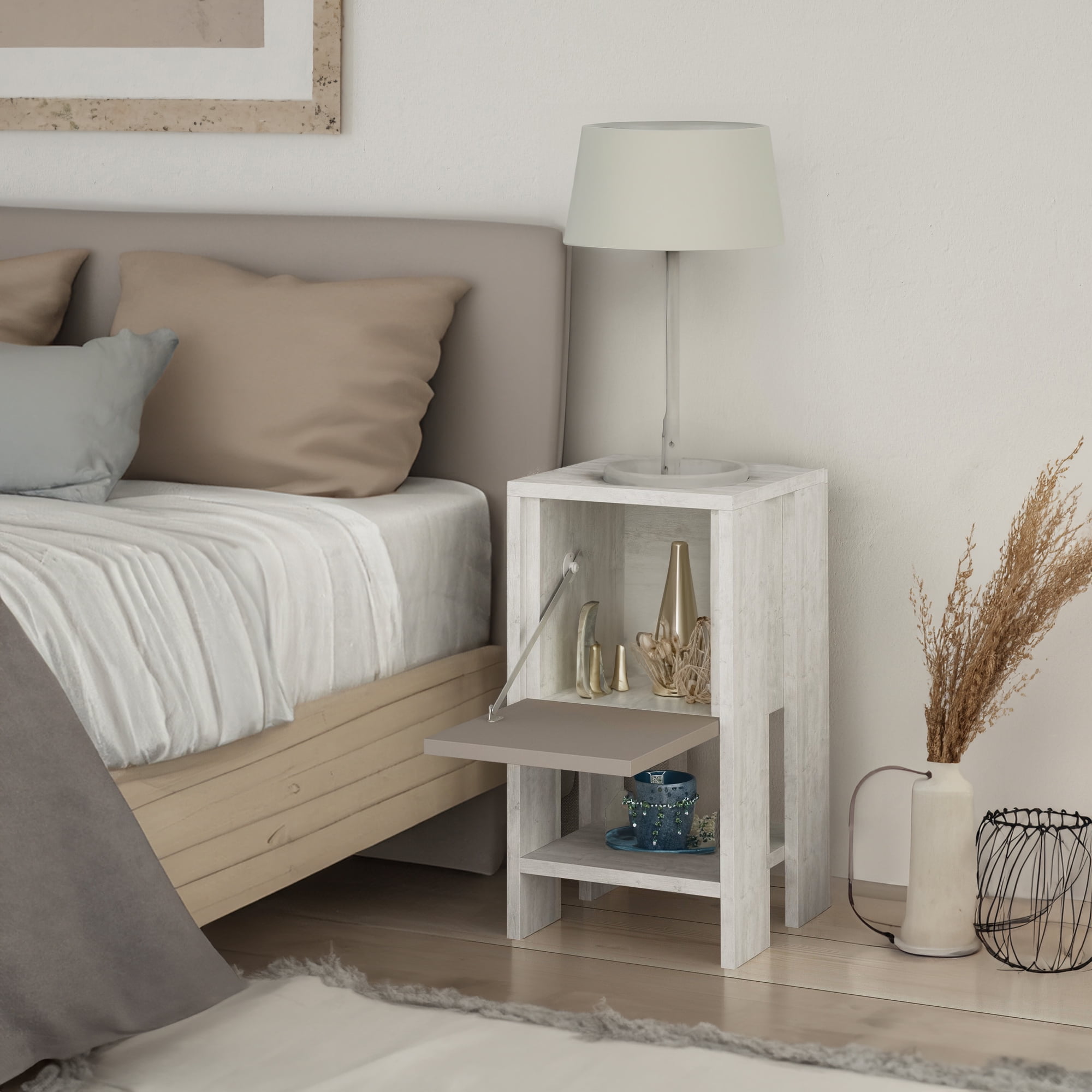 22'' Nightstand With 1 Tier And 1 Pivot Drawer - Walmart.com