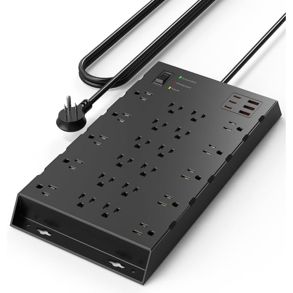 22 Outlets & 6 Big Power Strip, Surge Protector with 3USB C & 3USB A ...