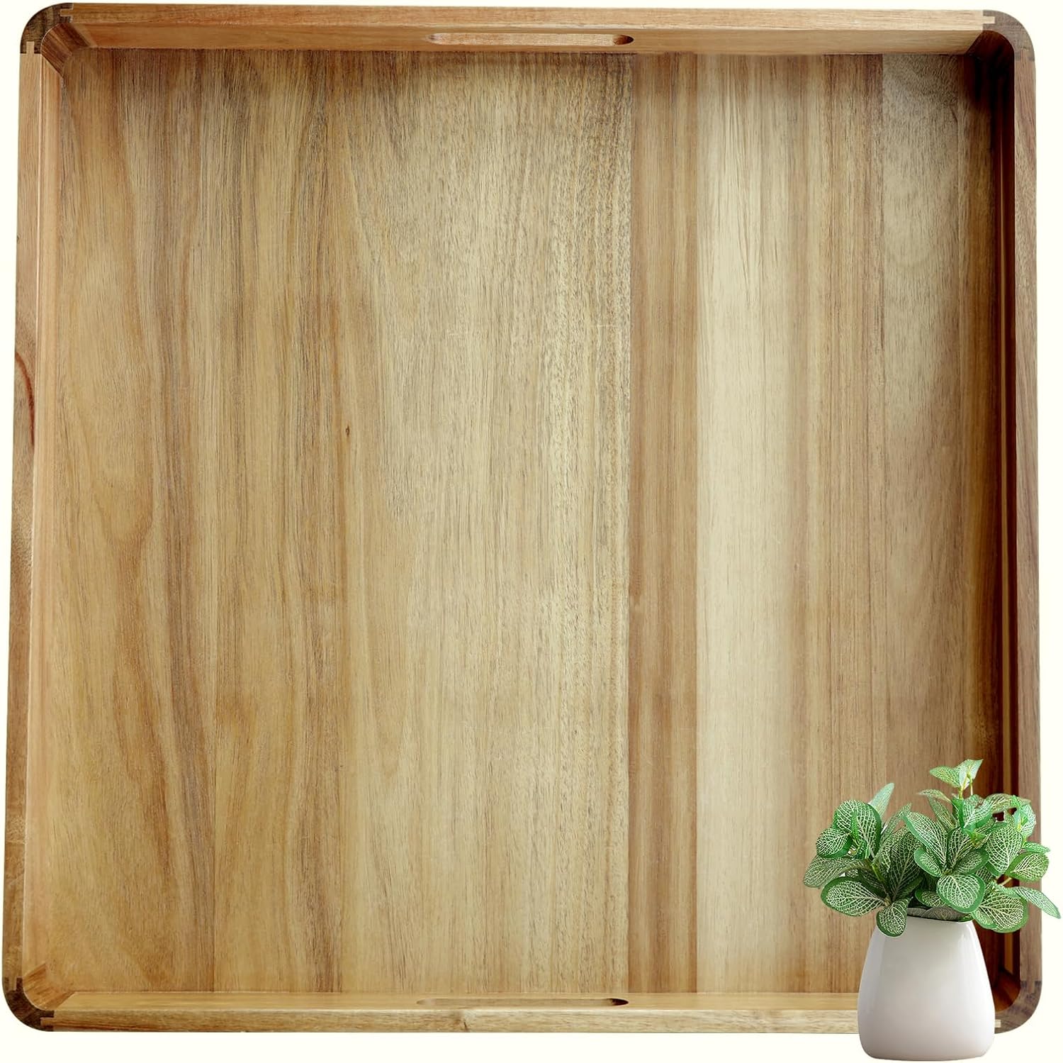 22" Oversized Wood Serving Tray with Large Square Shape for Big Ottoman ...